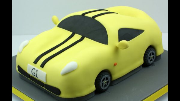 Yellow sports car cake - customcakesbakeryusa